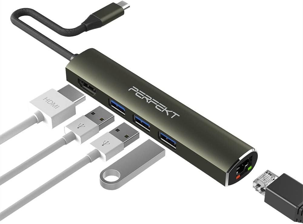 Perfekt USB-C 5 Port PREMIUM MULTI-HUB HMDI/USB/ETHERNET - Outlut ...